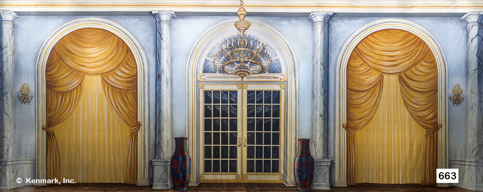 D663 Gold Ballroom Backdrop - Kenmark Theatrical Backdrops